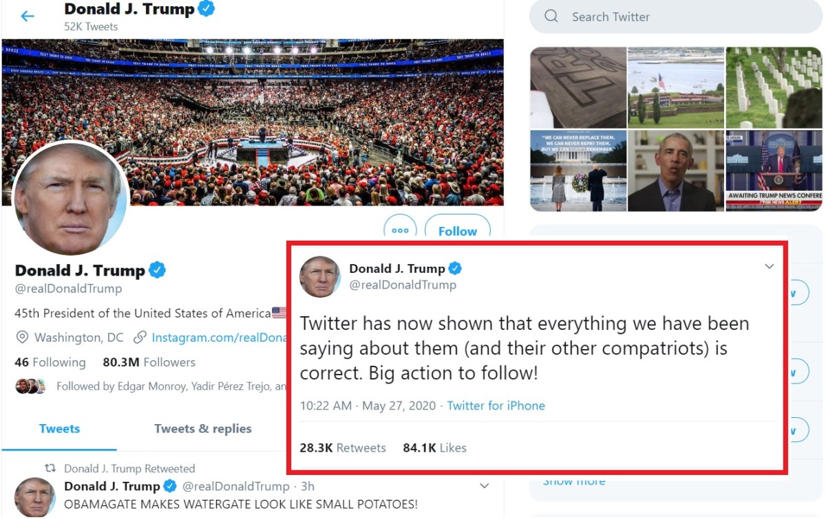 Trump amenaza a Twitter tras decisión de la red social de verificar ...