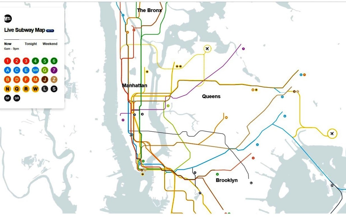 Nuevo mapa MTA ubica en tiempo real los trenes del Metro de Nueva York ...
