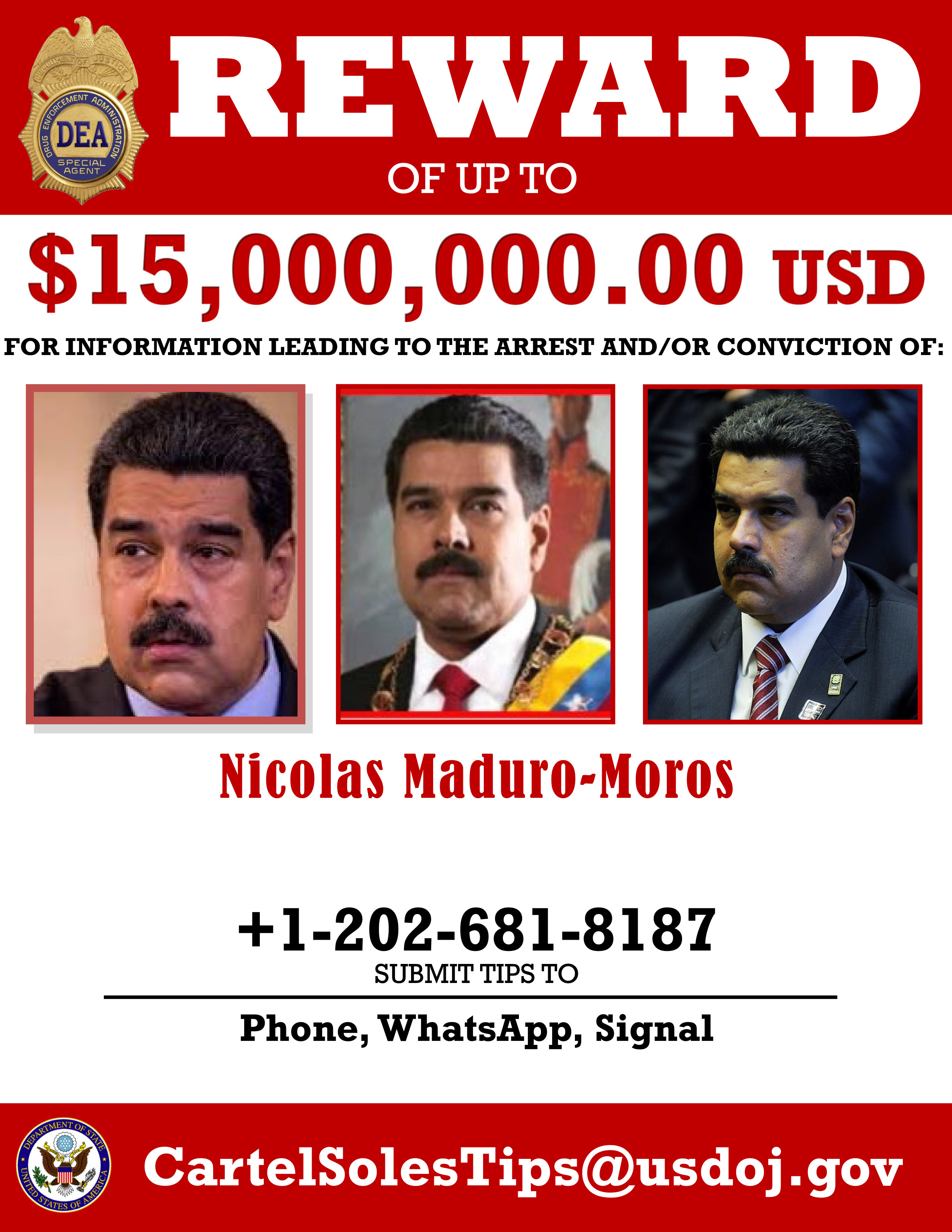 Gobierno de Trump evaluó lanzar panfletos con la recompensa por Maduro ...