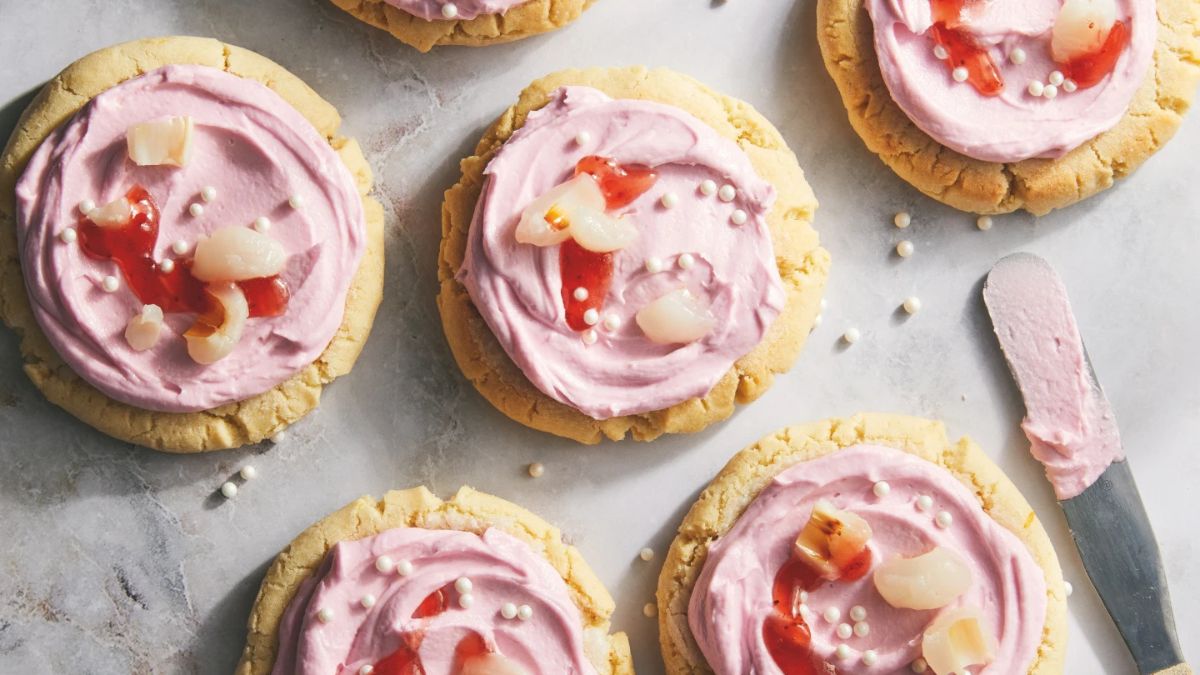 Receta de galletas de azúcar glaseadas con lichi y crema de mantequilla ...